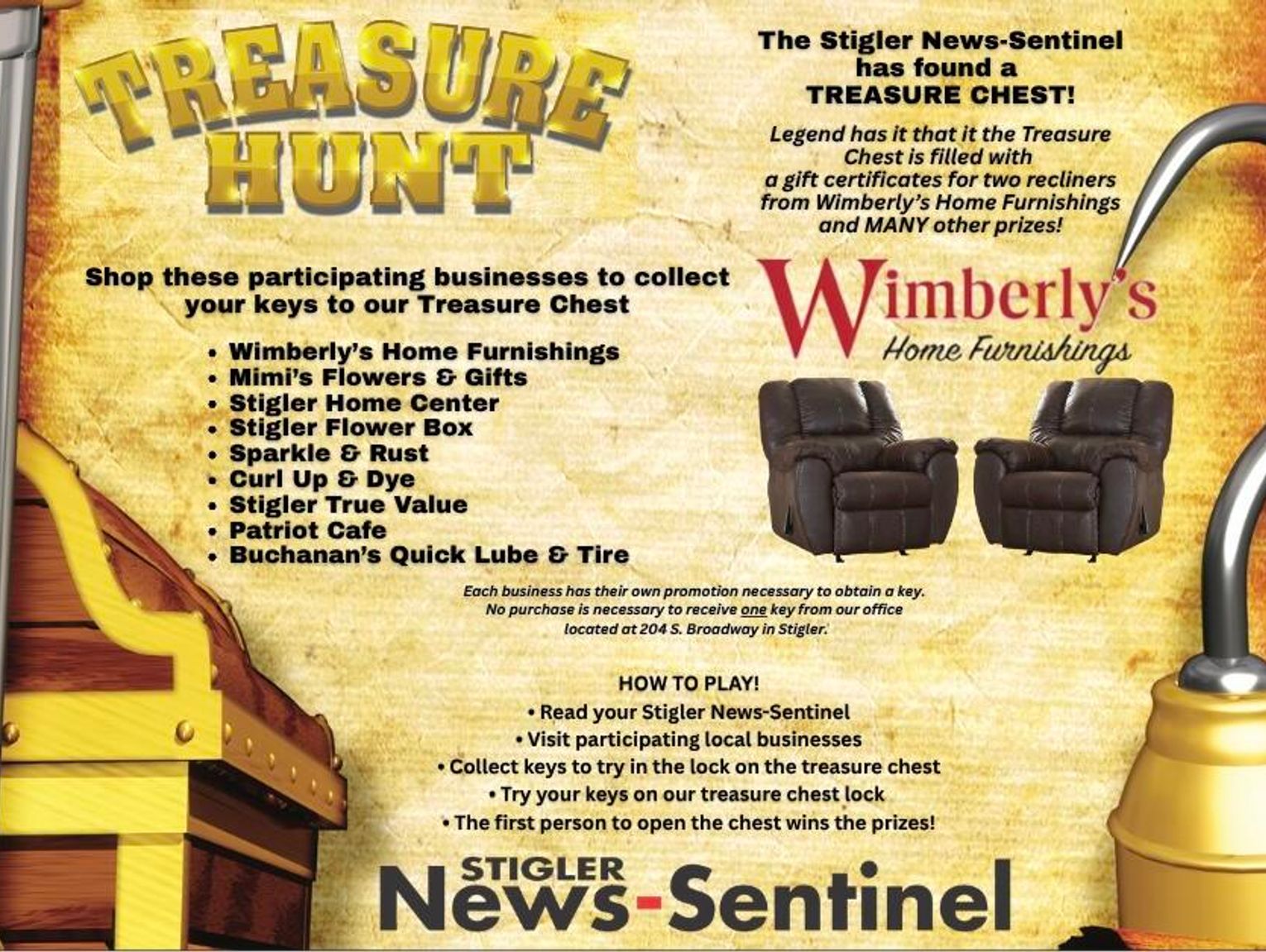 The Stigler News-Sentinel Treasure Hunt has officially begun!